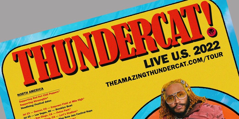 Thundercat Poster, Thundercat 2022 Tour Print, Music Wall Art, for ...