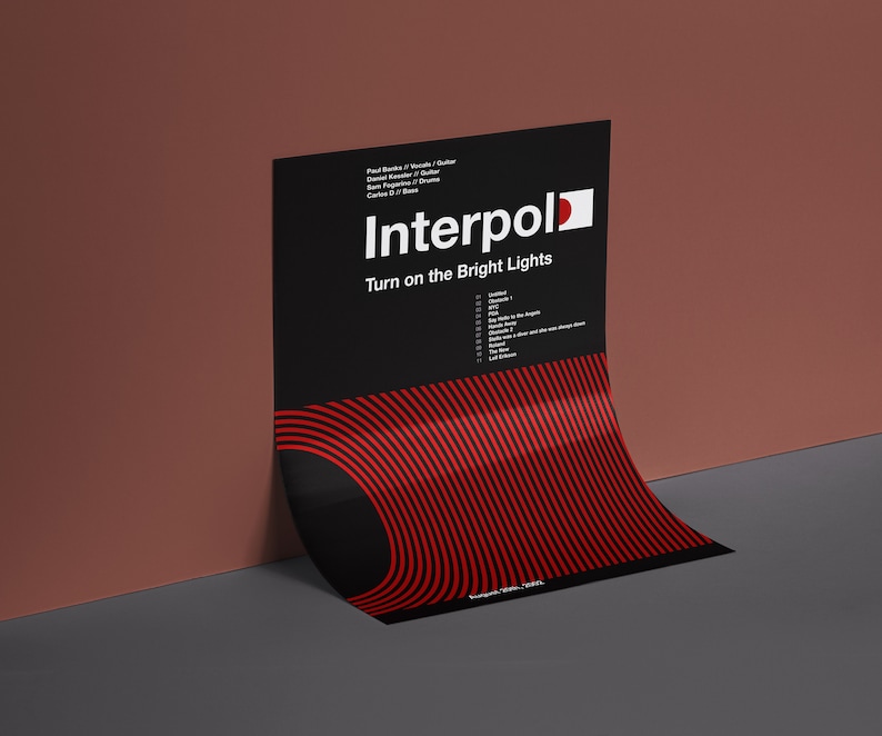 Interpol 'turn on the Bright Lights' Tracklist Poster, Interpol Band ...