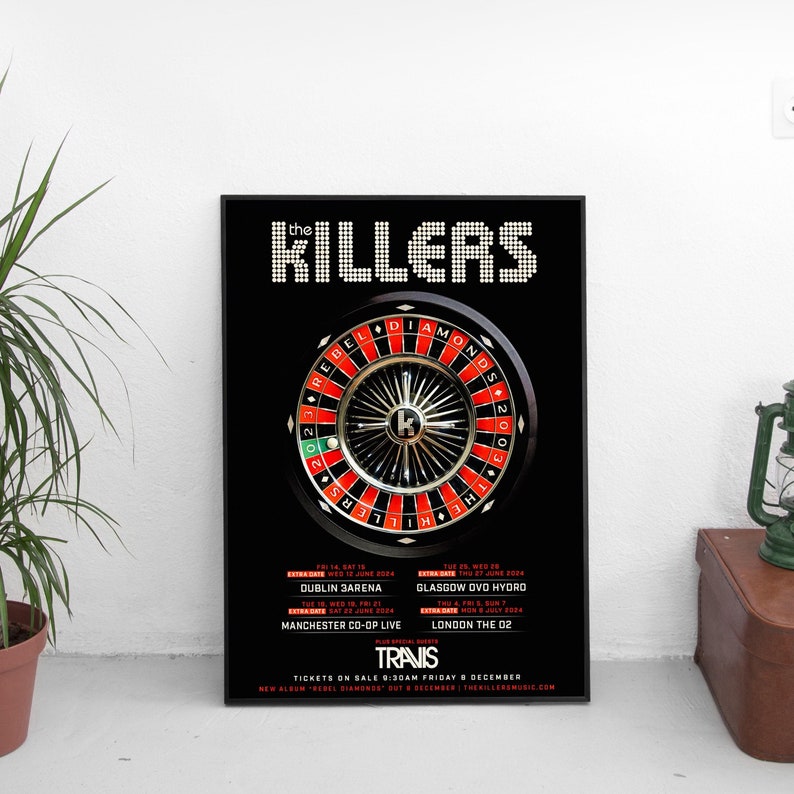 The Killers 2024 Rebel Diamonds Tour Poster, Retro Roulette Design ...