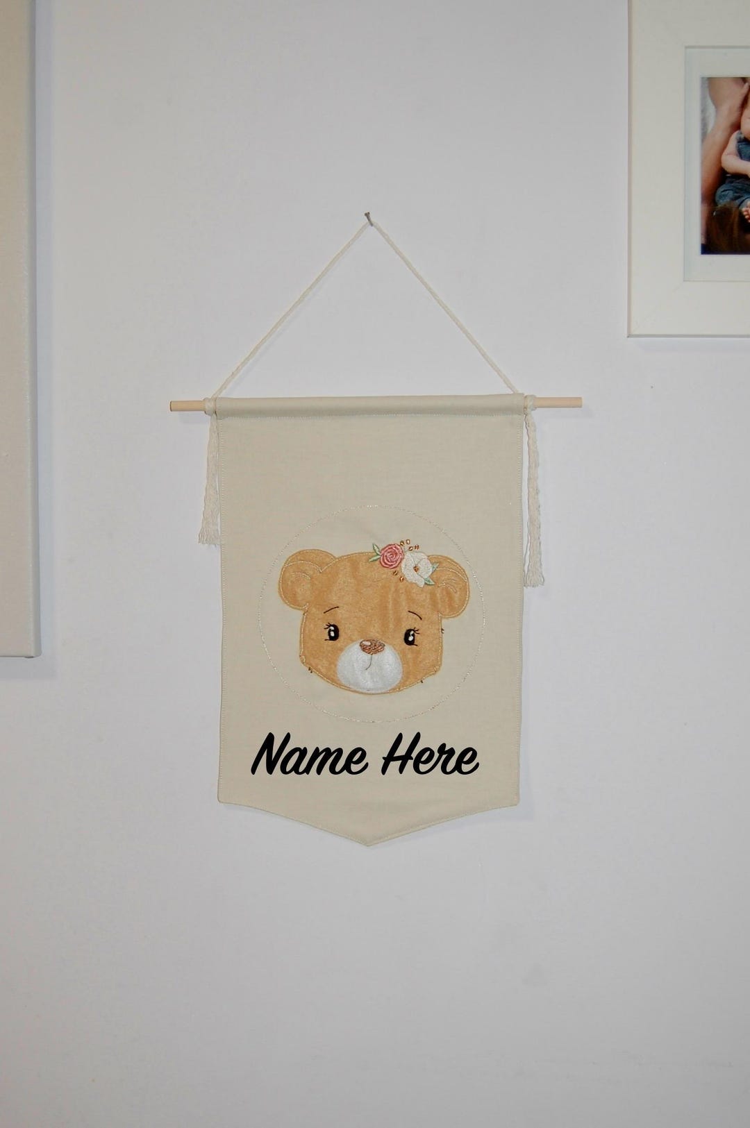 Personalised Handmade Teddy Bear Wall Banner | Wall Hanger for Bedroom ...