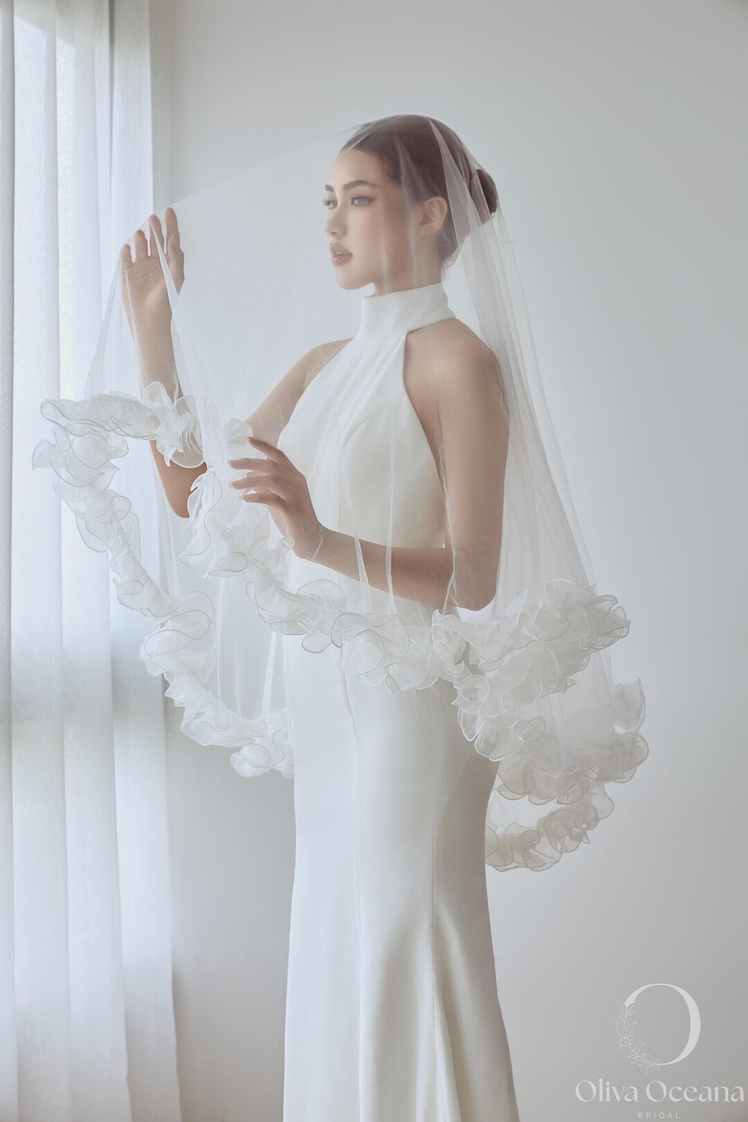 Ruffles Bridal Veil / Whisper Veil / Romantic Veil / Bridal Veil / Wedding Veil / Gift for Bride ...