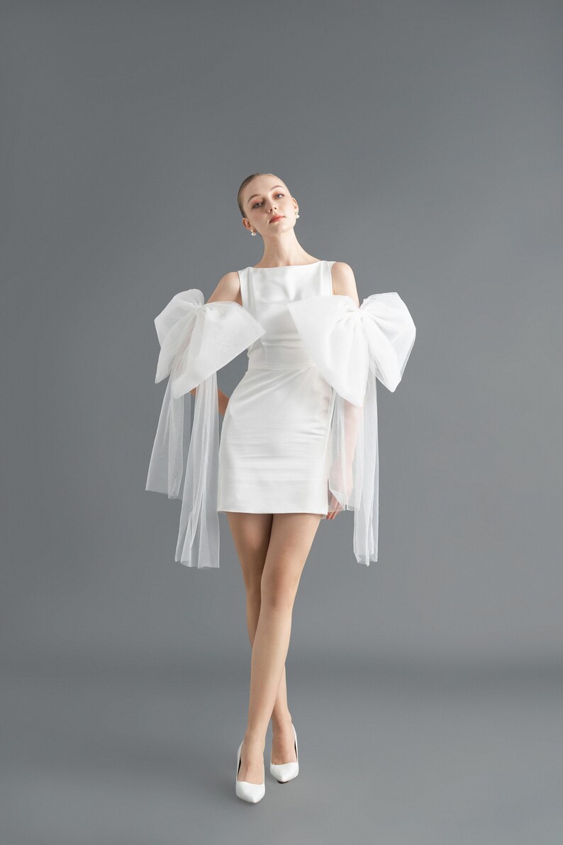 White Tulle Bow Armband / Bridal Bow Arm Accessories / Wedding - Etsy