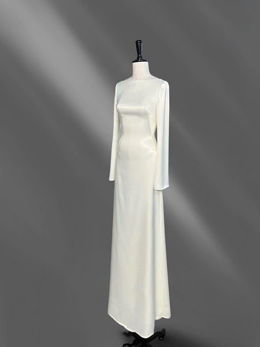 Long Sleeve White Draped Back Gown DOO045 - Etsy