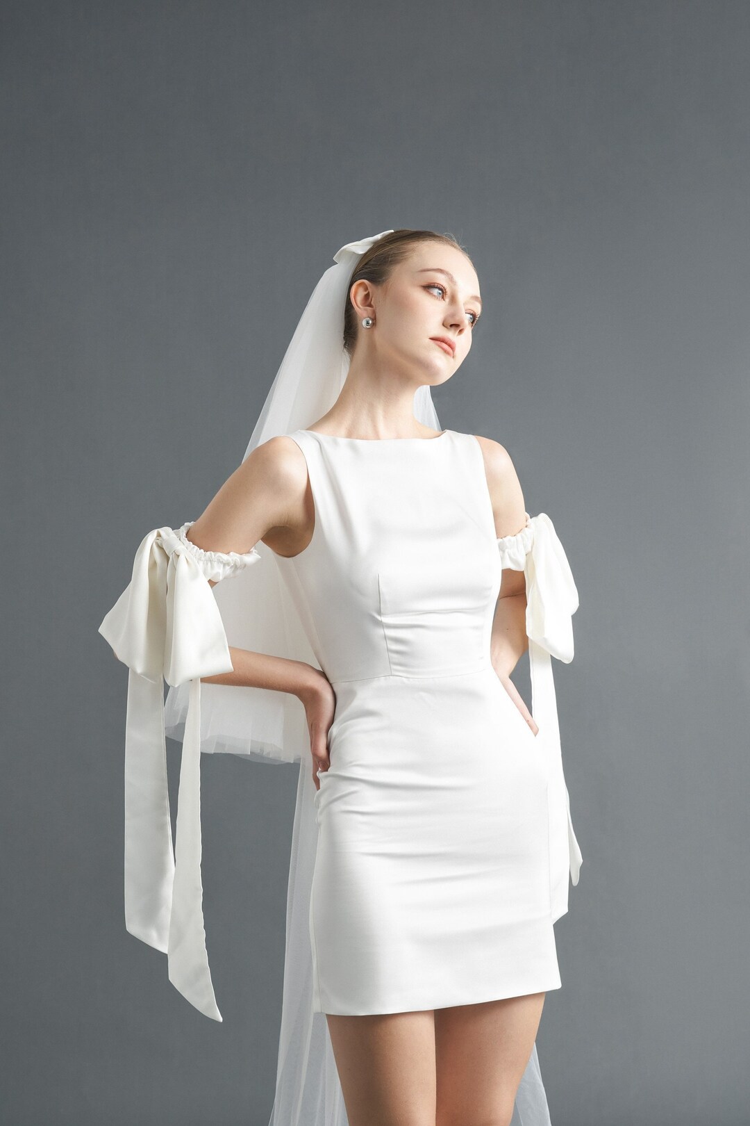 Bow Bridal Arm Accessories / Wedding Armband / White Silk Bow Armband ...