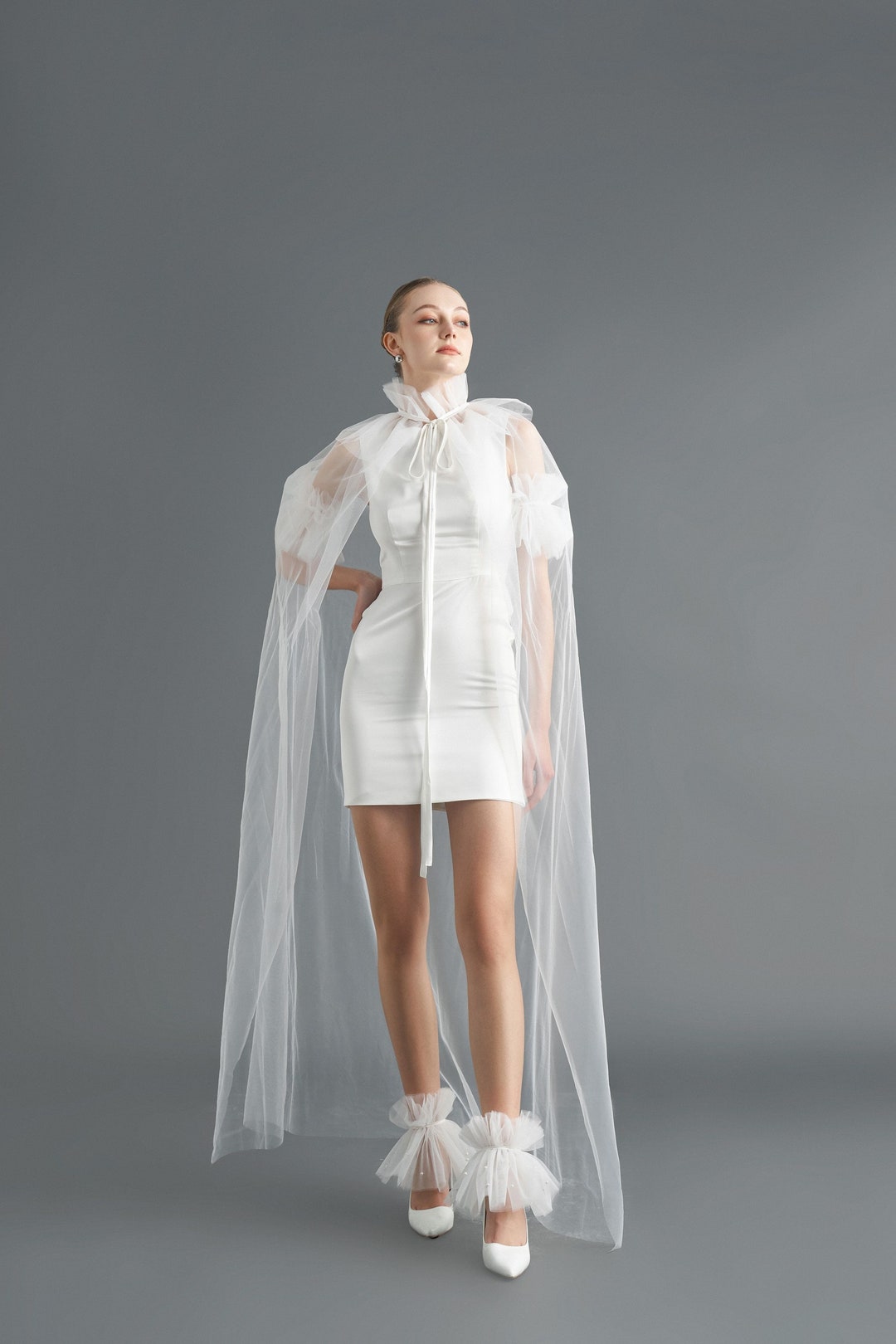 Wedding Cape / Ankle-length Cape / Wedding Cape Veil / Tulle Cape ...