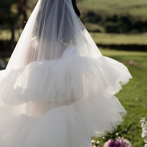 Handmade Wedding Veil / Ruffle Veil / Drop Veil / White Veil / Bridal ...