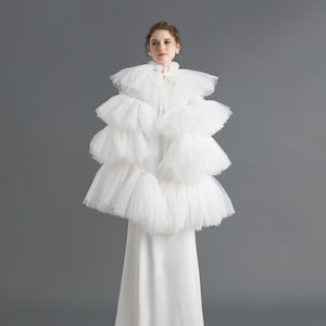 Ruffle Wedding Cape / White Bridal Cape / Wedding Cape / Gift for Bride ...