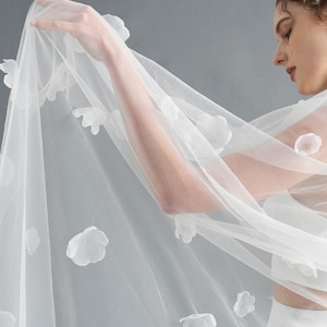 Chapel Cape / Flower Wedding Cape / Wedding Cape Veil / Tulle Cape ...