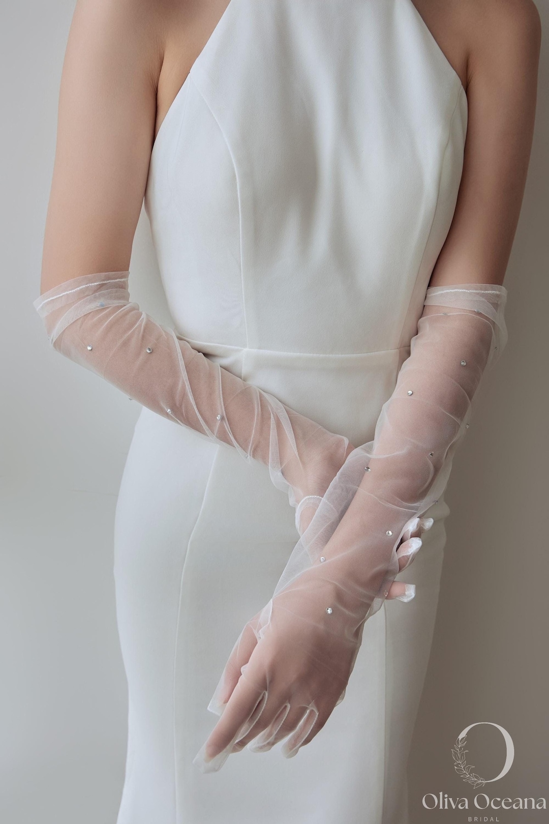 Plain Tulle Bridal Gloves / Tulle Wedding Accessories / Minimal Gloves ...