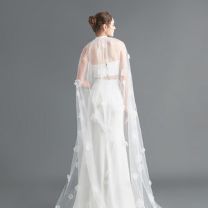 Chapel Cape / Flower Wedding Cape / Wedding Cape Veil / Tulle Cape ...