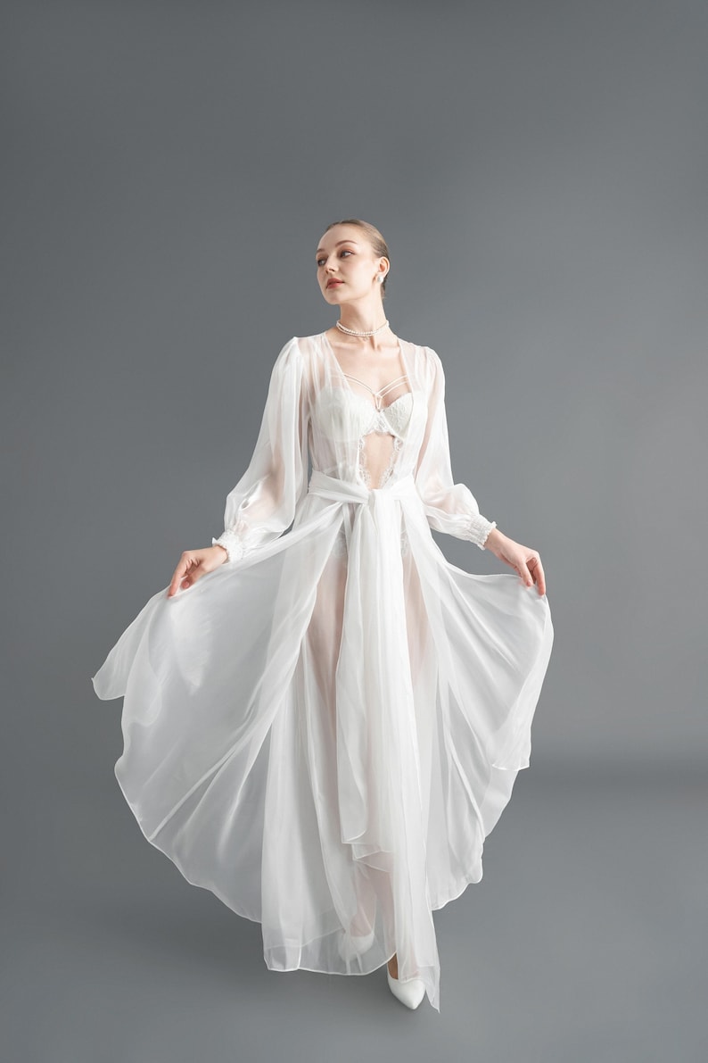 Wedding Robe / Glossy Shine Bridal Robe / Sheer Wedding Robe / - Etsy