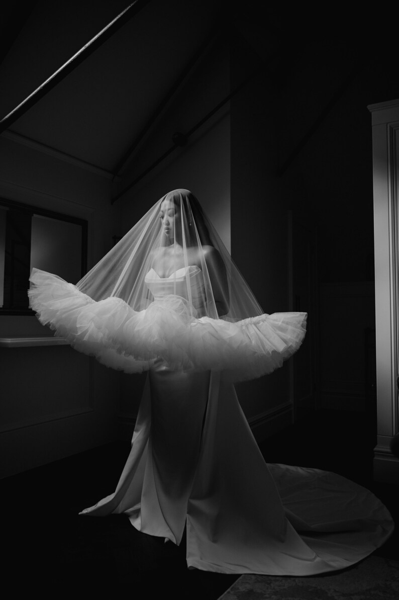 Voluminous Ruffle Wedding Veil, Couture Tulle Bridal Veil VOO008 - Etsy