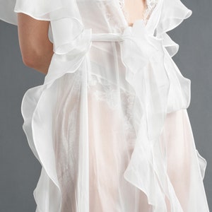 Wedding Robe With Train / Glossy Shine Bridal Robe / Sheer Wedding Robe ...