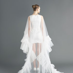 Chapel Cape / Ruffle Wedding Cape / Wedding Cape Veil / Tulle Cape ...