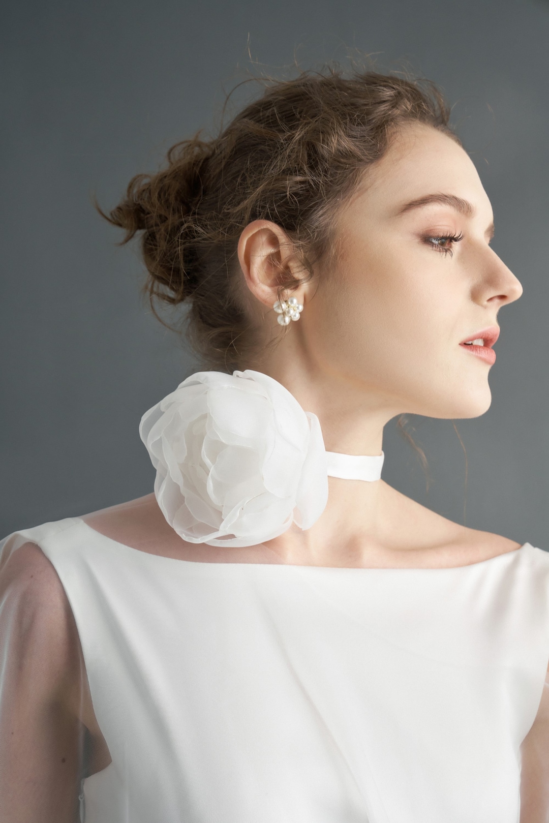 Bridal Flower Neck Tie / Flower Neck Tie / 3D Handmade Flower Neck Tie ...