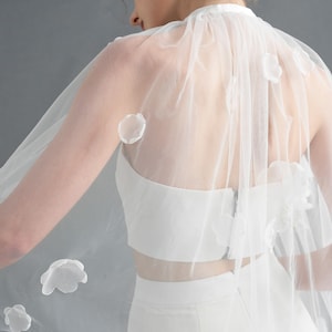 Chapel Cape / Flower Wedding Cape / Wedding Cape Veil / Tulle Cape ...