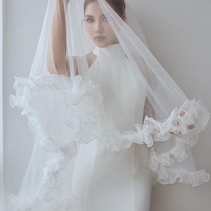 Ruffles Bridal Veil / Whisper Veil / Romantic Veil / Bridal Veil / Wedding Veil / Gift for Bride ...