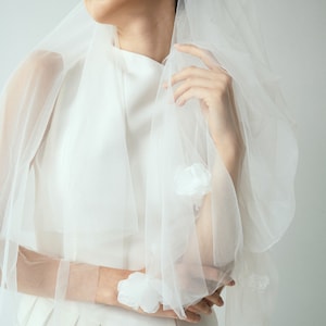 Long Wedding Veil With Flower / Custom Veil / Bridal Veil / Reception ...