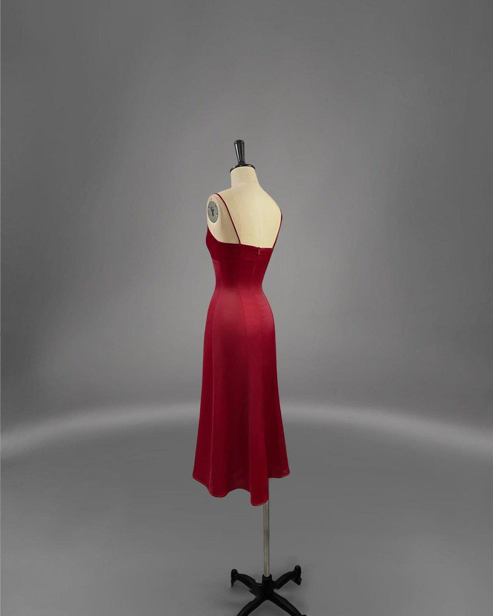 Ruby Red Satin Slip Dress – Midi Silk Blend, Bridesmaid Style DOO041 - Etsy