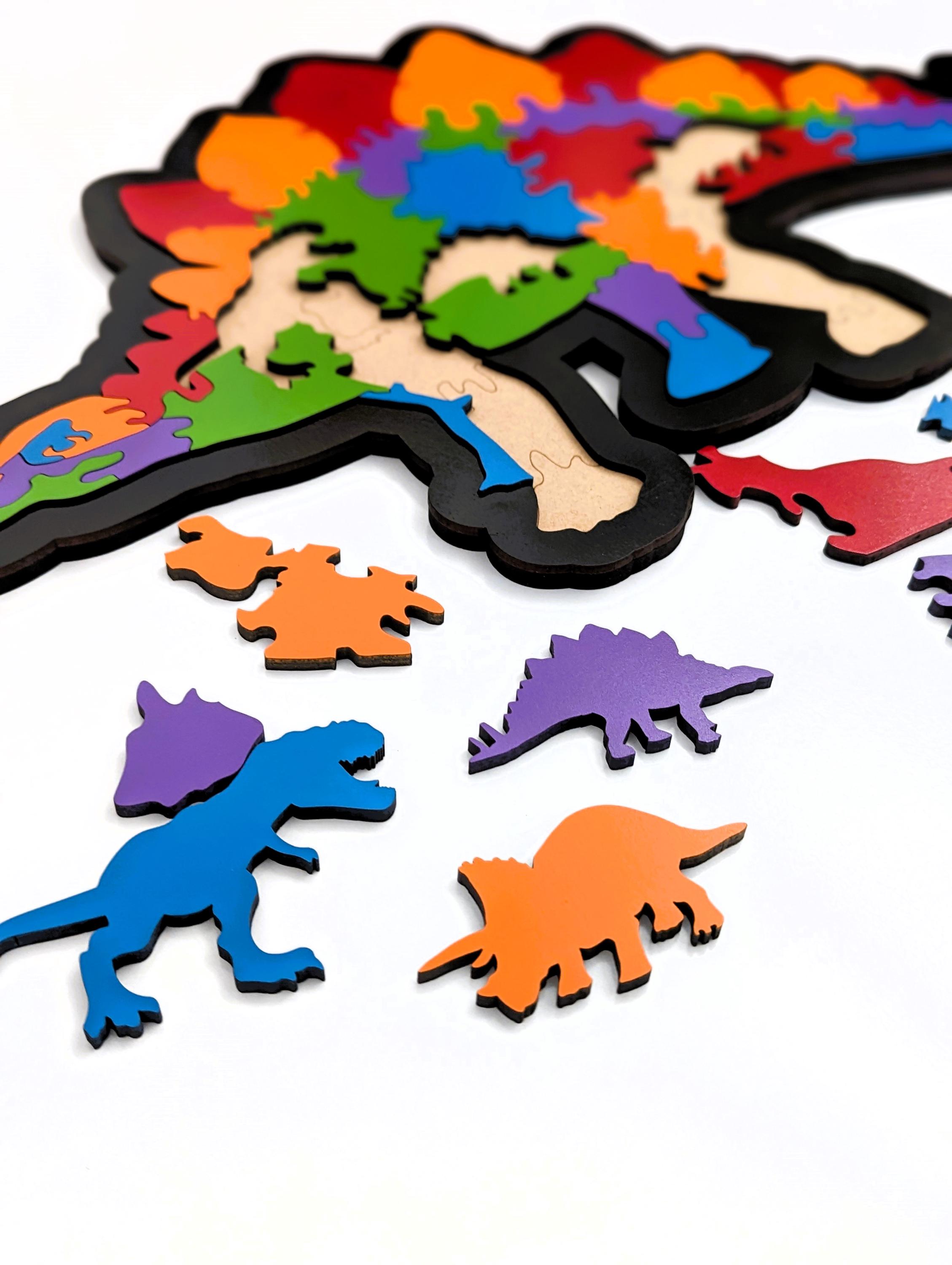 Children's Stegosaurus Puzzle SVG DXF AI – Large Dinosaur Shaped Jigsaw ...