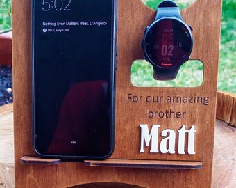 Wooden Phone Watch Stand - Etsy Australia