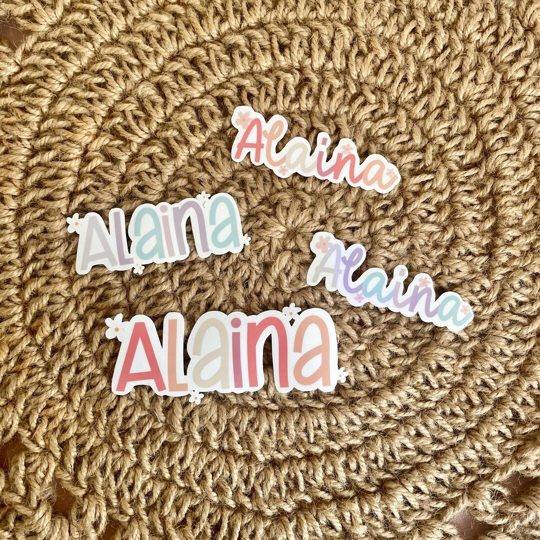 Custom Sticker, Personalized Name Sticker, Floral Daisy Sticker, Laptop ...