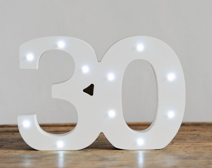 LED Light up Number 30: 30th Birthday Party Decor - Etsy UK