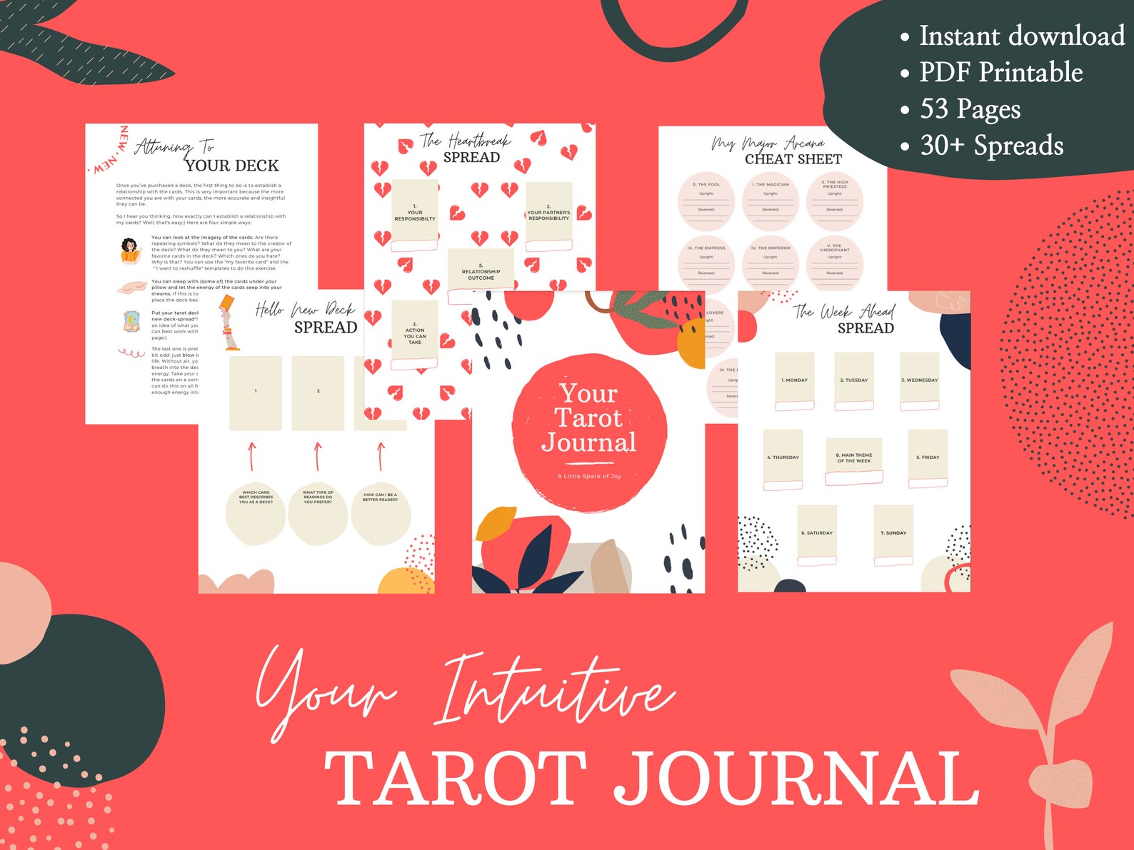 Printable Tarot Journal and Guidebook Tarot Workbook With - Etsy