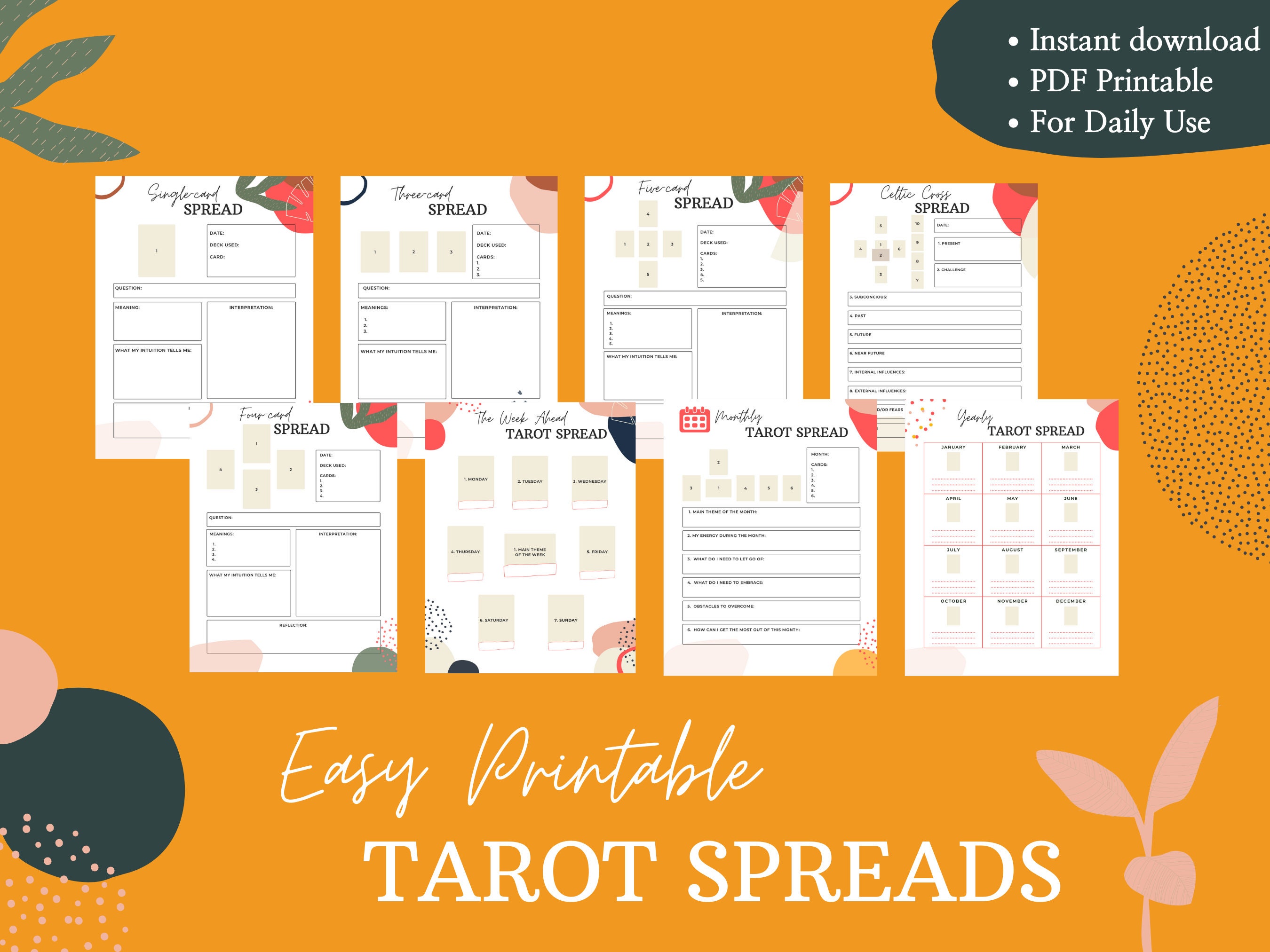 Printable Tarot Spreads Tarot Card Spread Template 8 | Etsy