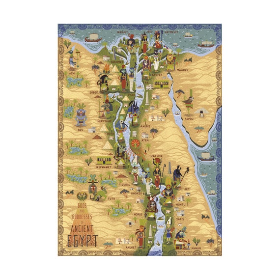Illustrated Map Gods and Goddesses of Ancient Egypt A3 Art - Etsy Australia