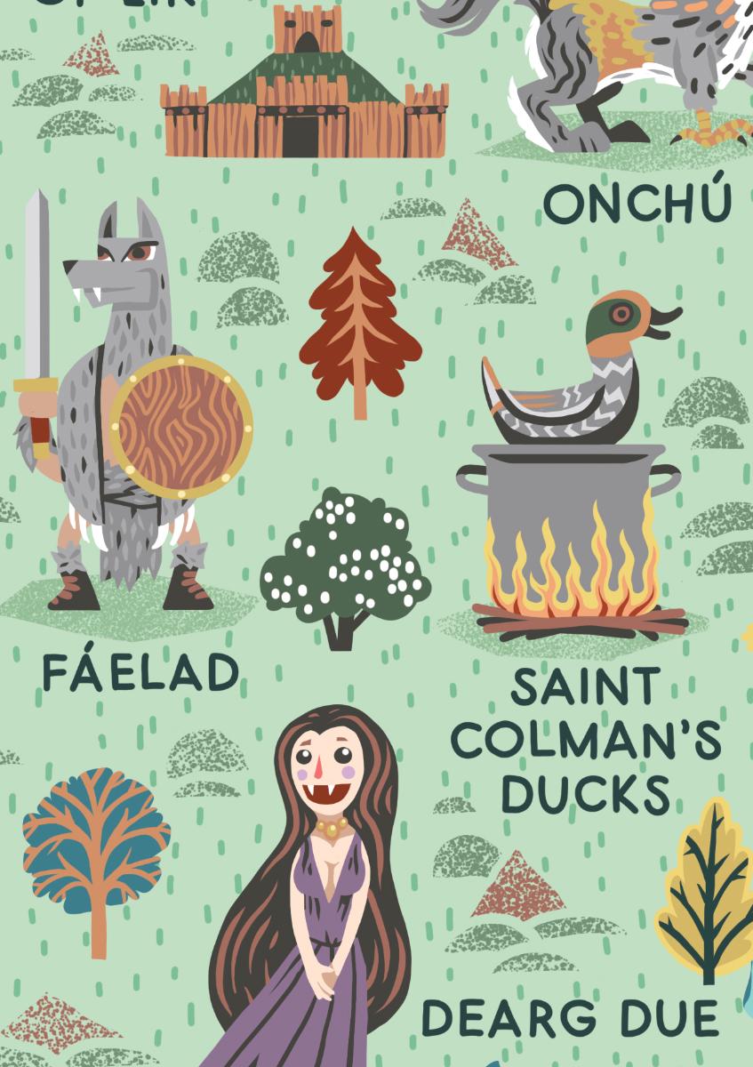 Illustrated Map, Mythical Beasts of Ireland, A3 Art Print - Poster ...