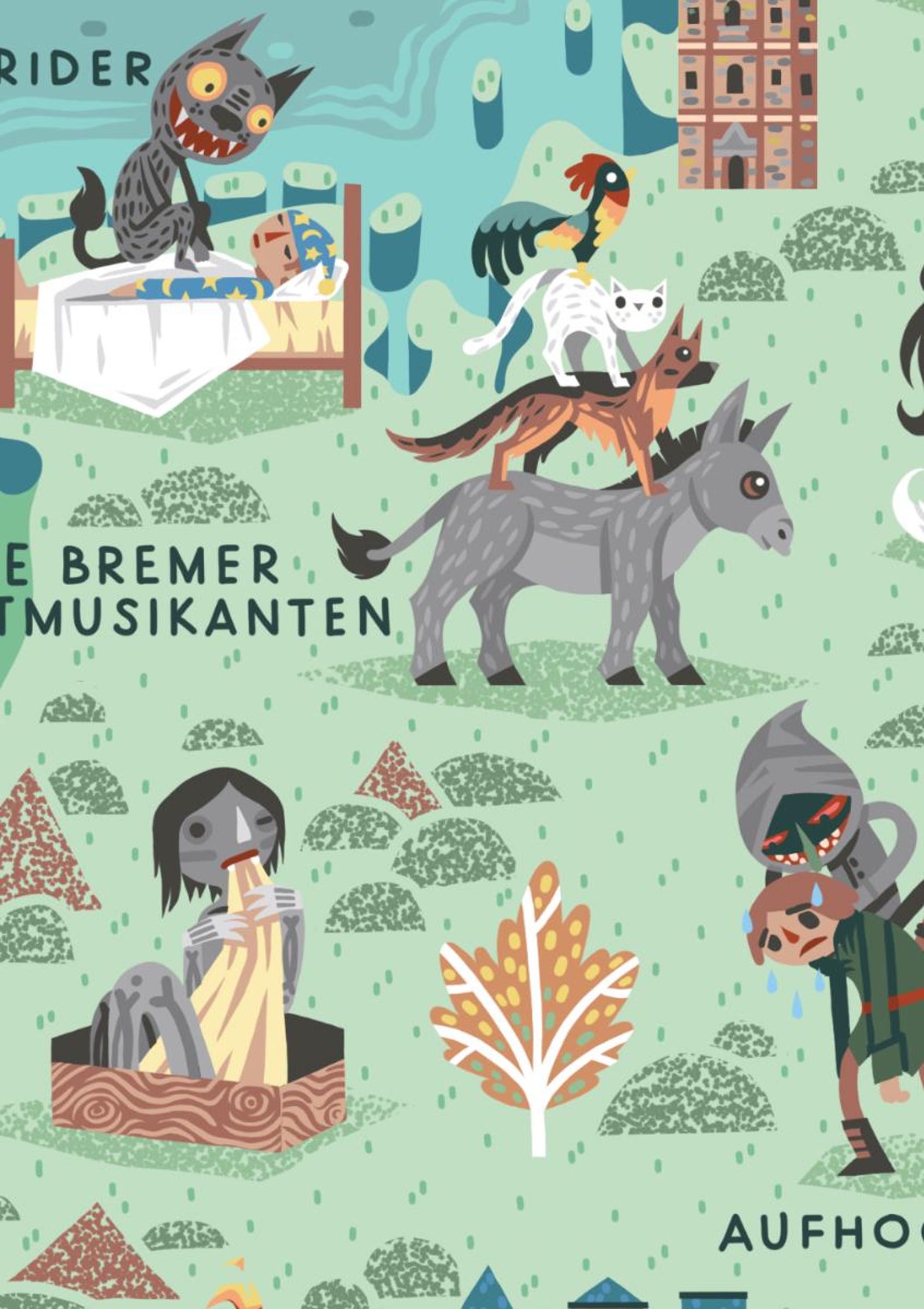 Mythical Beasts of Germany : an Illustrated Map - A3 Art Print - Poster ...