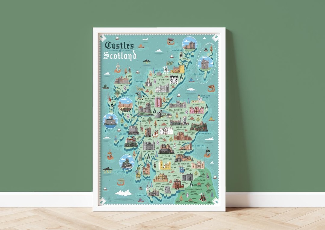 Castles of Scotland - Illustrated Map - Fine Art Giclee Print - Etsy