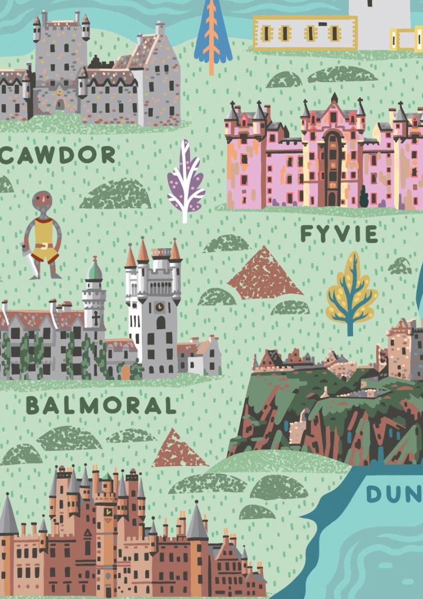 Castles of Scotland - an Illustrated Map - Art Print A3 - Poster - Etsy