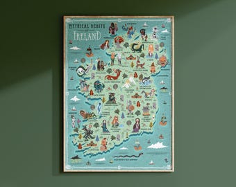 Illustrated Map, Mythical Beasts of Ireland, A3 Art Print - Etsy Ireland
