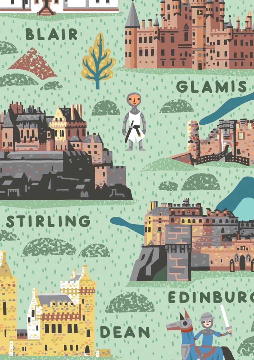 Castles of Scotland - an Illustrated Map - Art Print A3 - Poster - Etsy