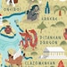 Illustrated Map, Mythical Beasts of Ancient Greece, Art Print -poster ...