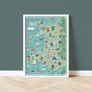 Illustrated Map, Mythical Beasts of Wales, A3 Art Print - Etsy UK