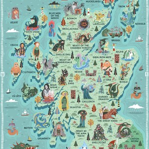Illustrated Map, Mythical Beasts of Scotland, A3 Art Print - Etsy