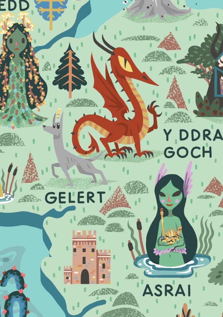 Illustrated Map, Mythical Beasts of Wales, A3 Art Print - Poster - Etsy UK