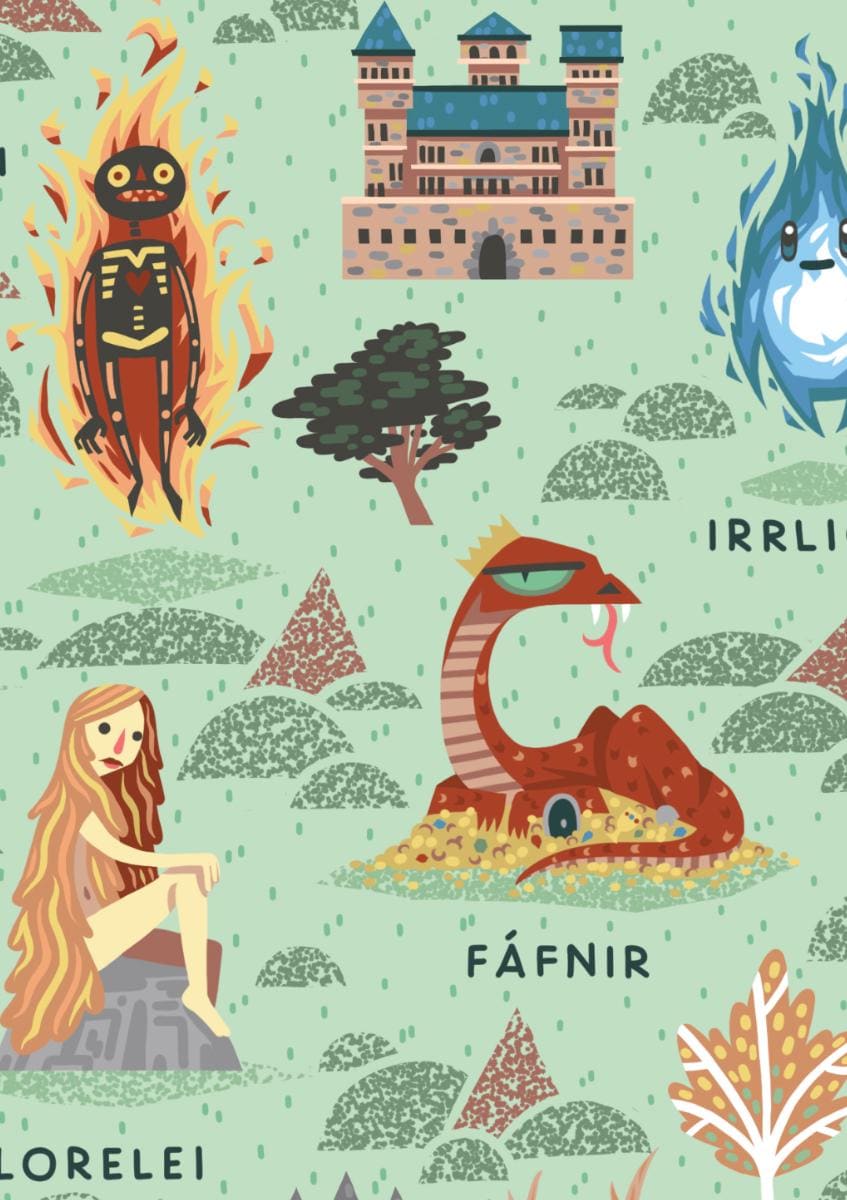 Mythical Beasts of Germany : an Illustrated Map - A3 Art Print - Poster ...