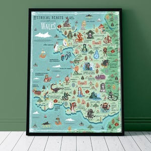 Illustrated Map, Mythical Beasts of Wales, A3 Art Print - Poster - Etsy
