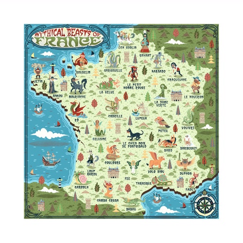 Illustrated Map Mythical Beasts of Ireland A3 Art Print - Etsy UK