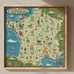 Illustrated Map, Mythical Beasts of France, Art Print - Poster - Etsy