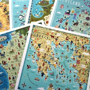 Illustrated Map, Mythical Beasts of the United States of America, A3 ...