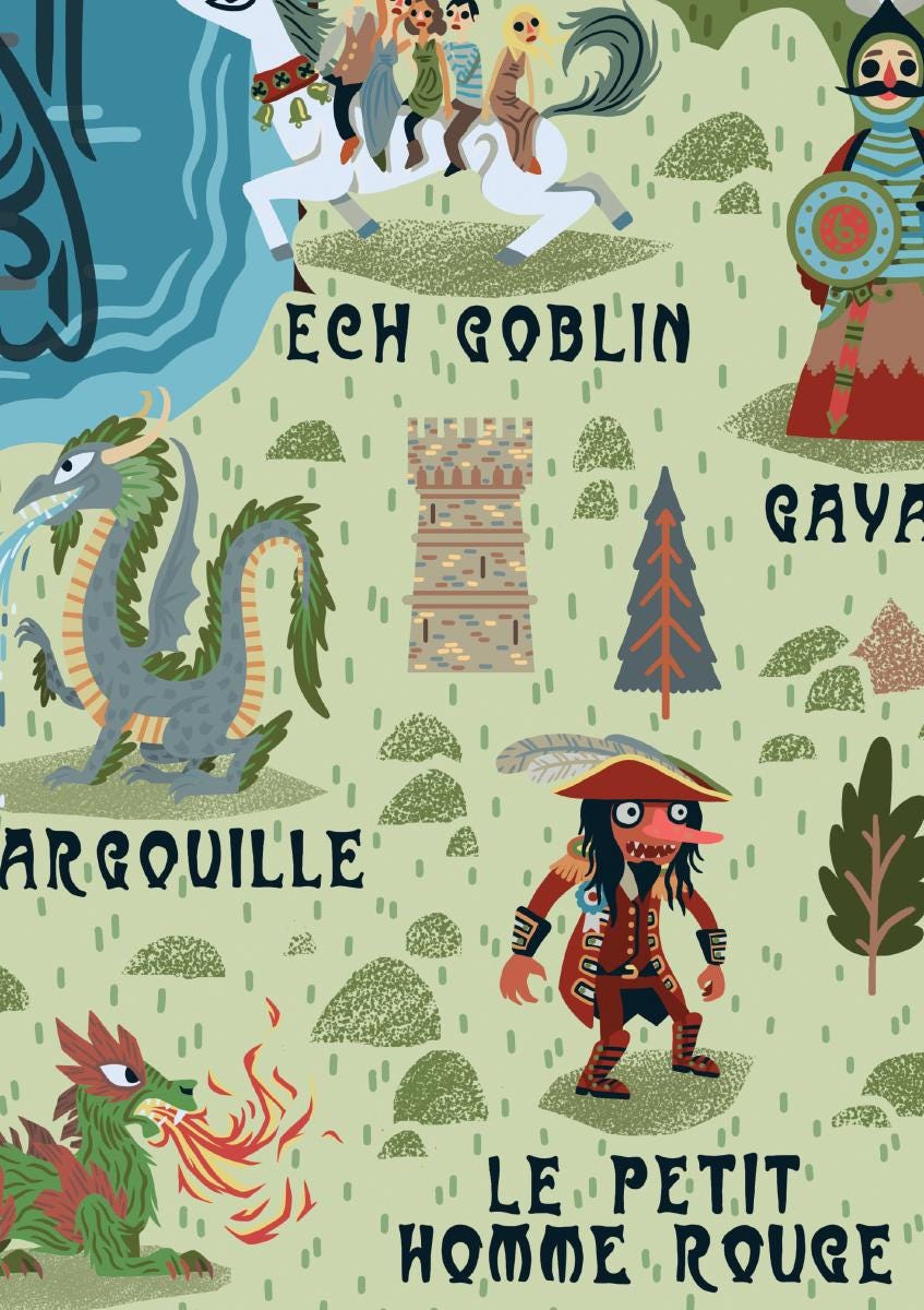 Illustrated Map, Mythical Beasts of France, Art Print - Poster - Etsy