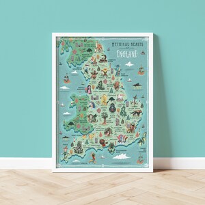 Illustrated Map, Mythical Beasts of England, A3 Art Print Active - Etsy UK