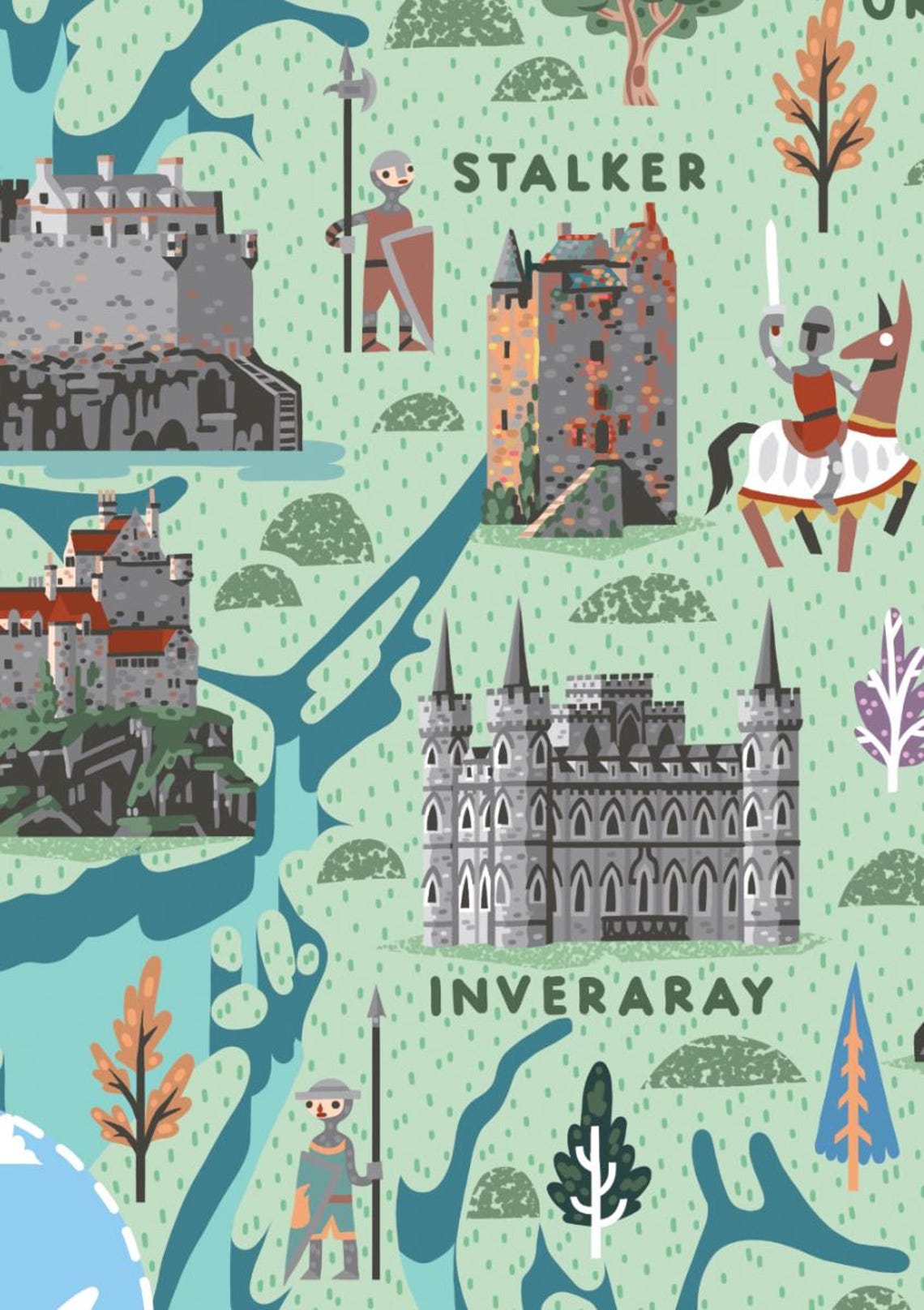Castles of Scotland - an Illustrated Map - Art Print A3 - Poster - Etsy