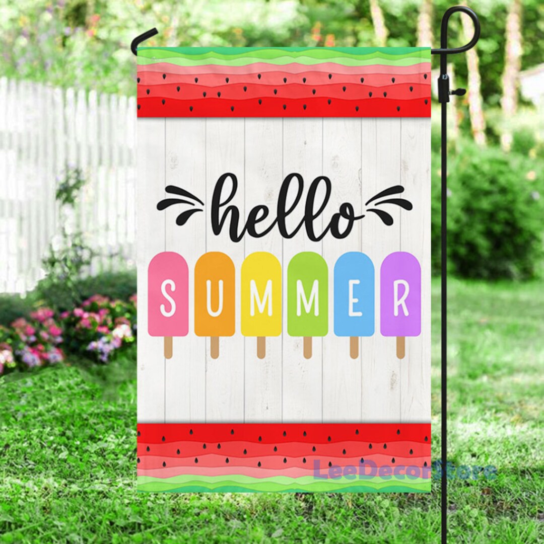 Hello Summer Ice Cream Watermelon Flag Picnic Garden Flag - Etsy