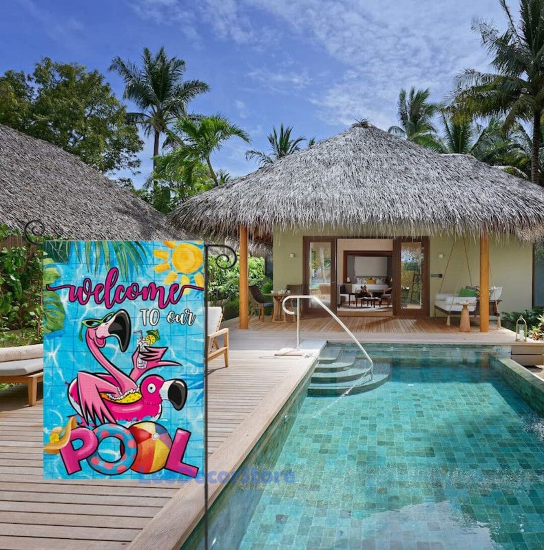 Summer POOL Garden Flags for Outdoor Flamingo Welcome to Our - Etsy